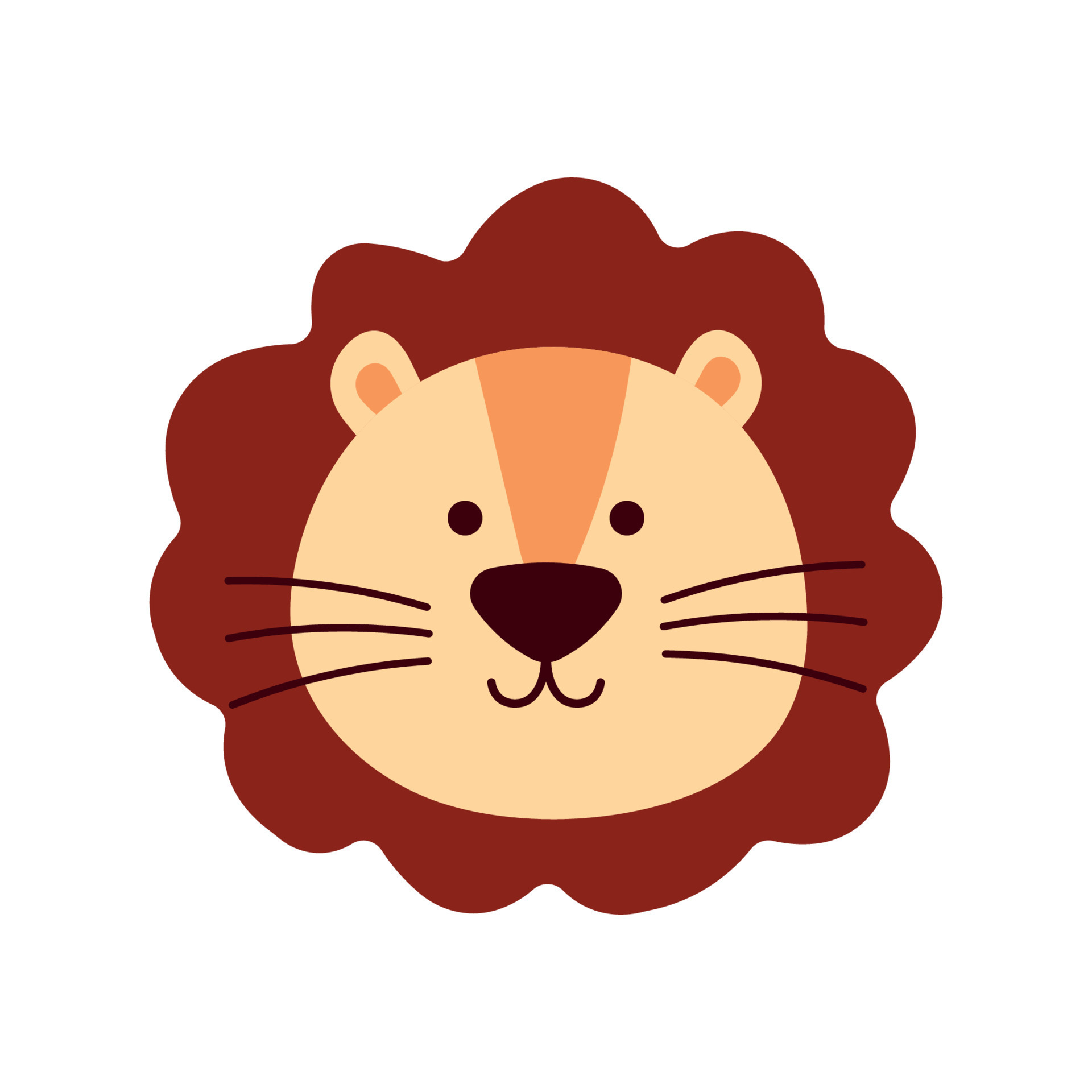 Cute Lion Head Wild Animal Character in Animated Cartoon Vector Illustration 15715521 Vector Art ...