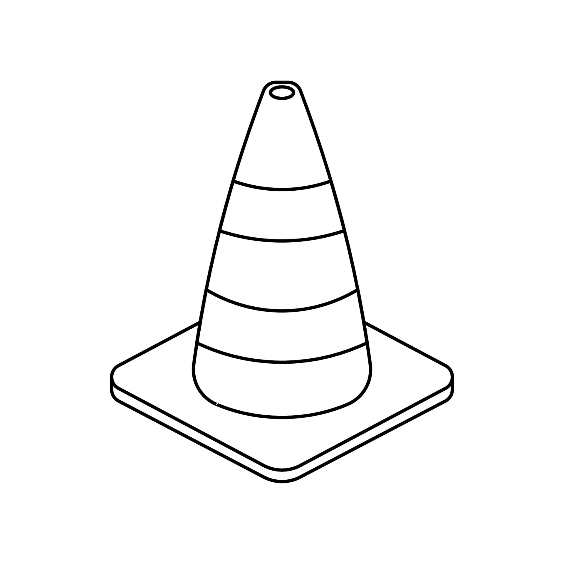 Traffic Cone Black Line Icon Clipart In Animated Cartoon Vector Illustration 15715526 Vector Art