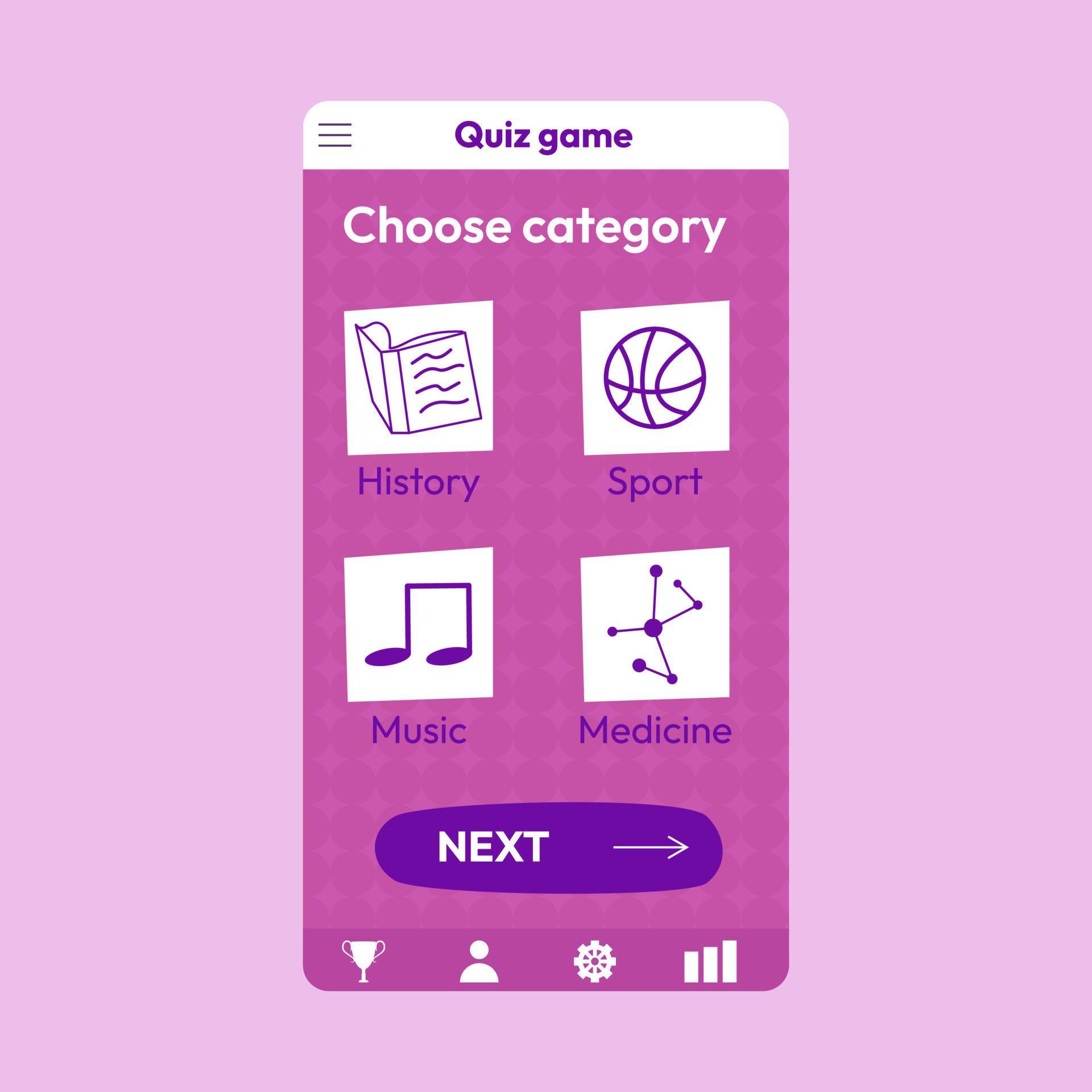 Quiz Test Lottery Millionaire Menu Template Quiz Game Frame Flat