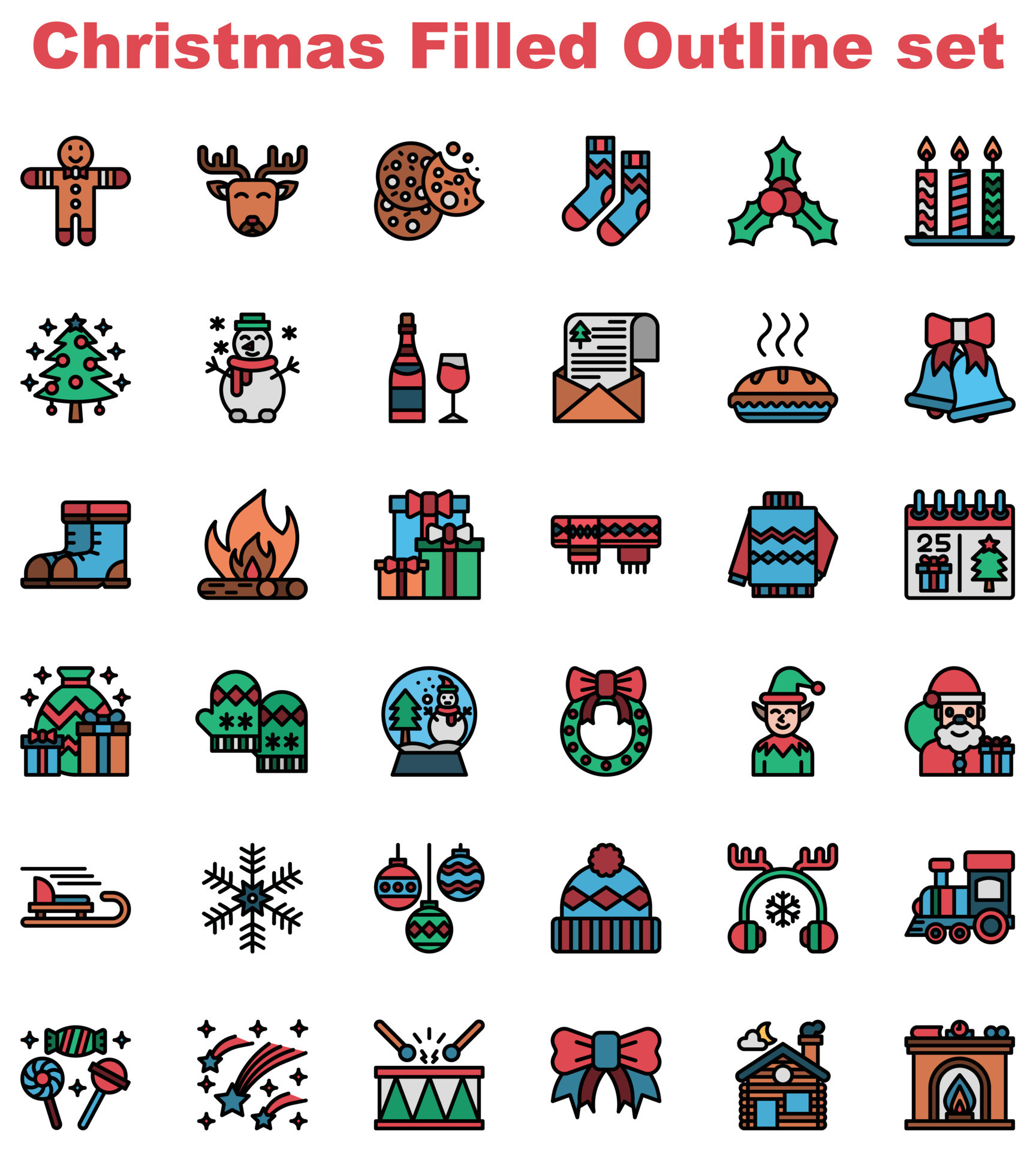 Christmas Filled outline icon set 15720135 Vector Art at Vecteezy Christmas Filled outline icon set 15720135 Vector Art at Vecteezy