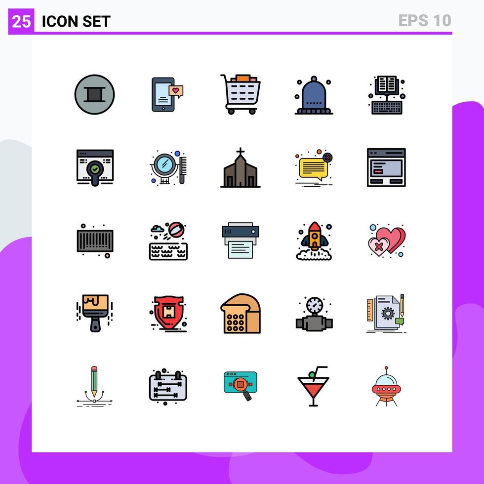 Stock Vector Icon Pack of 25 Line Signs and Symbols for education book ...