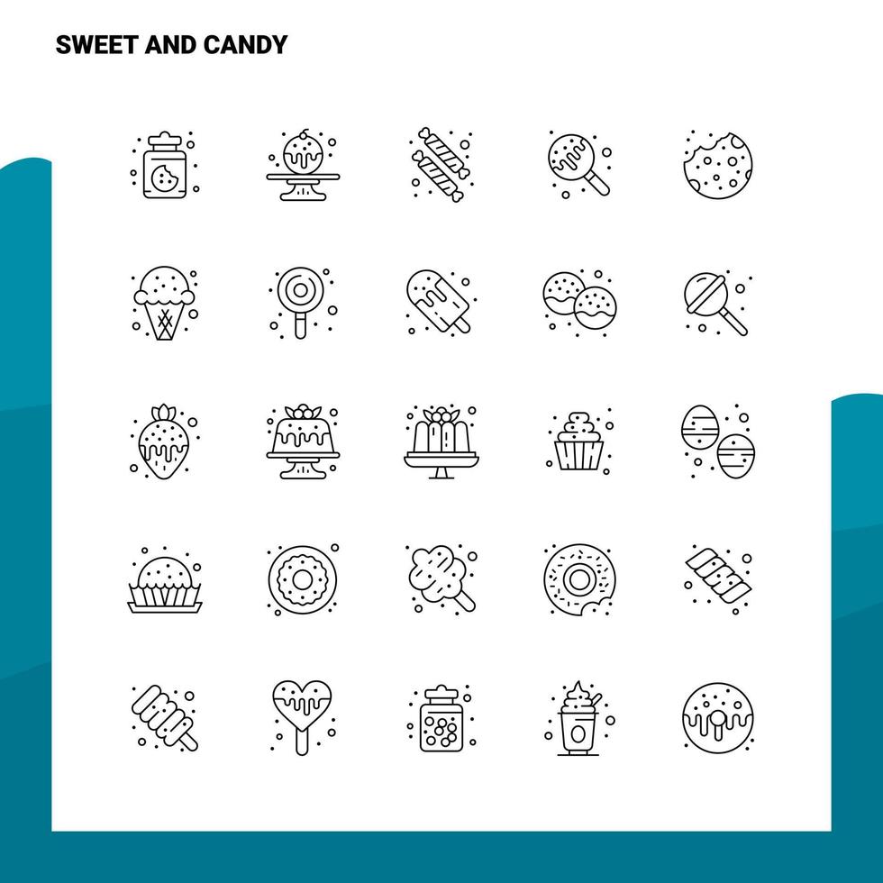 Set Of Sweet And Candy Line Icon Set 25 Icons Vector Minimalism Style Design Black Icons Set