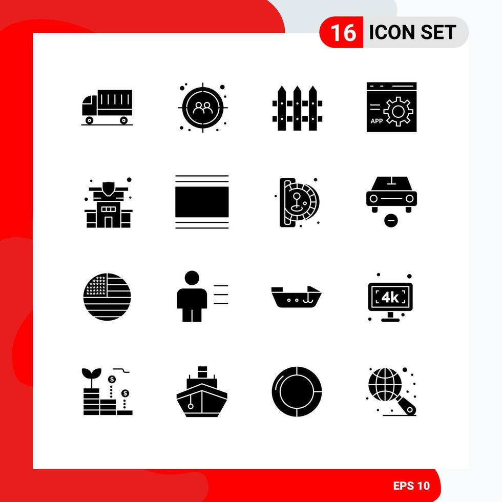 Pictogram Set of 16 Simple Solid Glyphs of home development user develop browser Editable Vector ...