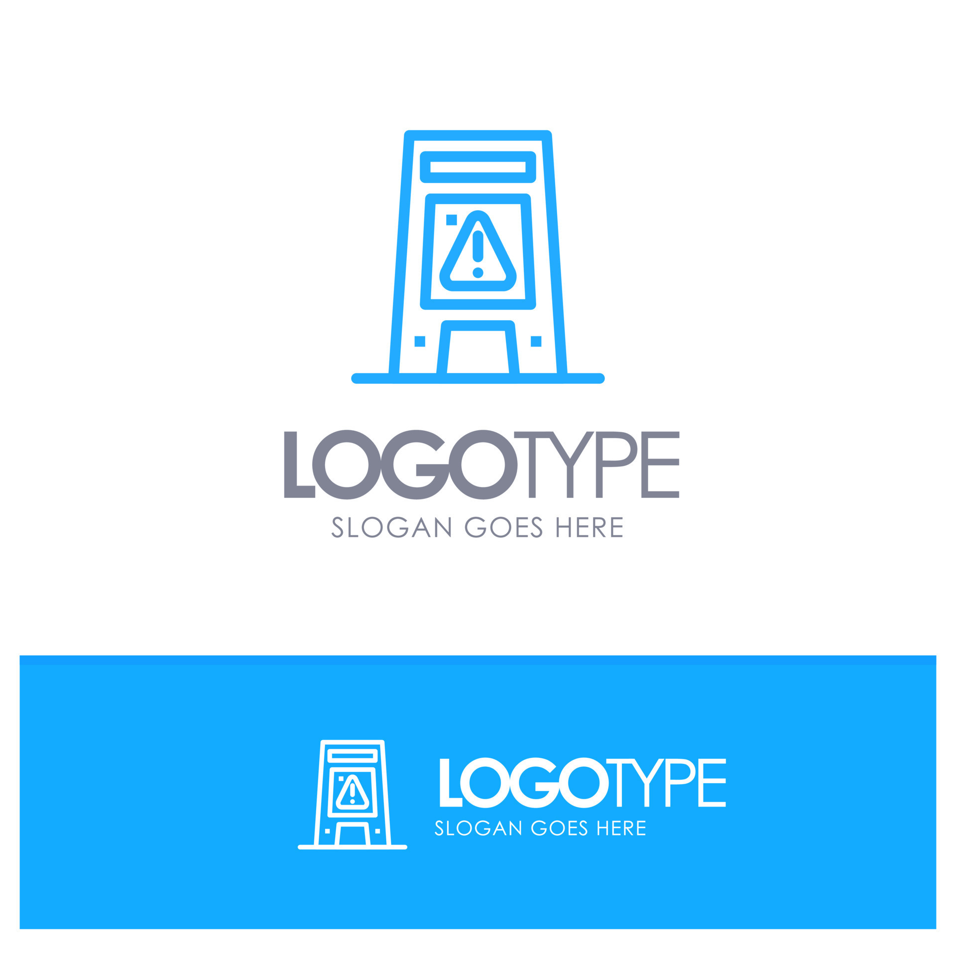 Floor Signal Signaling Warning Wet Blue Outline Logo Place for Tagline ... Floor Signal Signaling Warning Wet Blue Outline Logo Place for Tagline ...