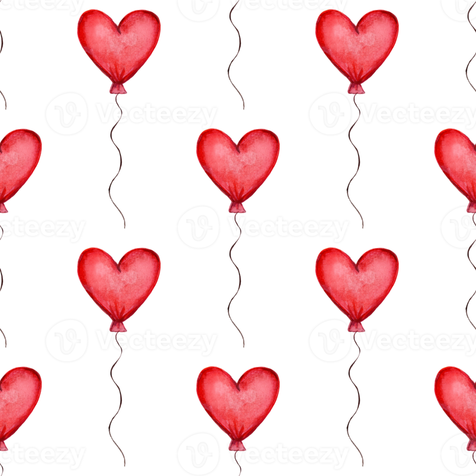 Watercolor Red Hearts Seamless Pattern 15724511 Png