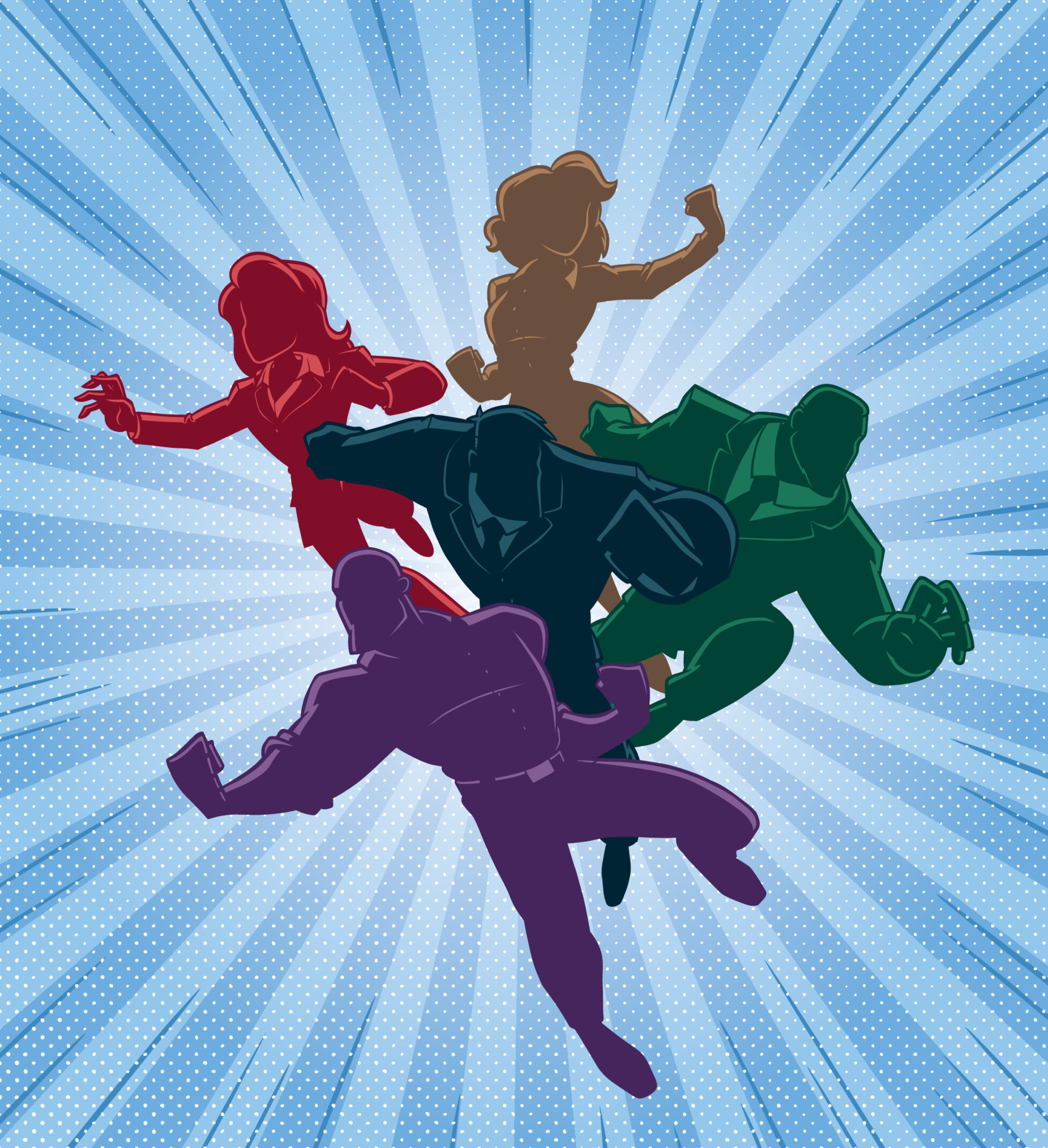 Super Business Team Colorful Silhouettes to Rescue 15726350 Vector Art ...