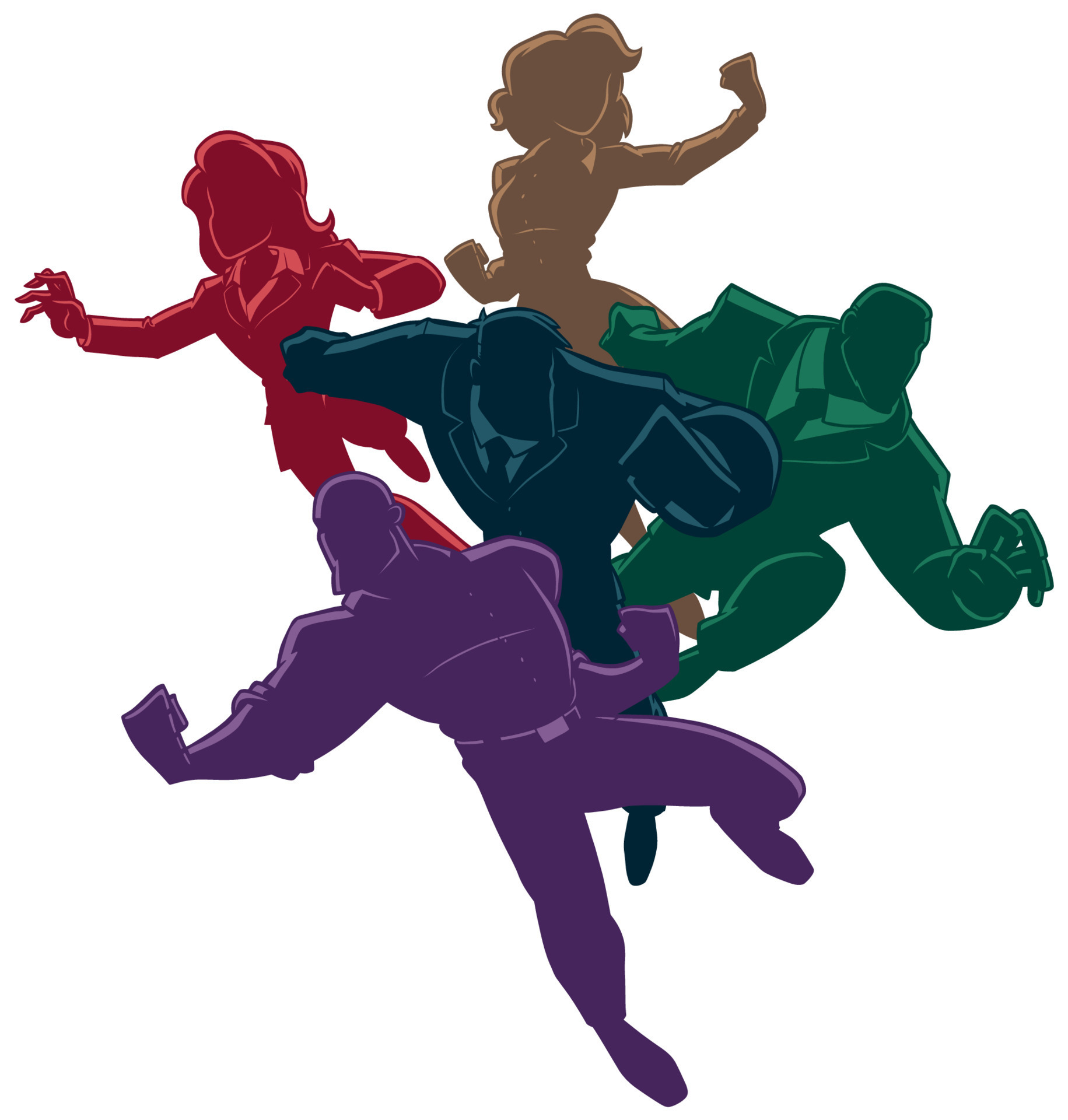 Super Business Team Silhouettes Colorful on White 15726510 Vector Art ...
