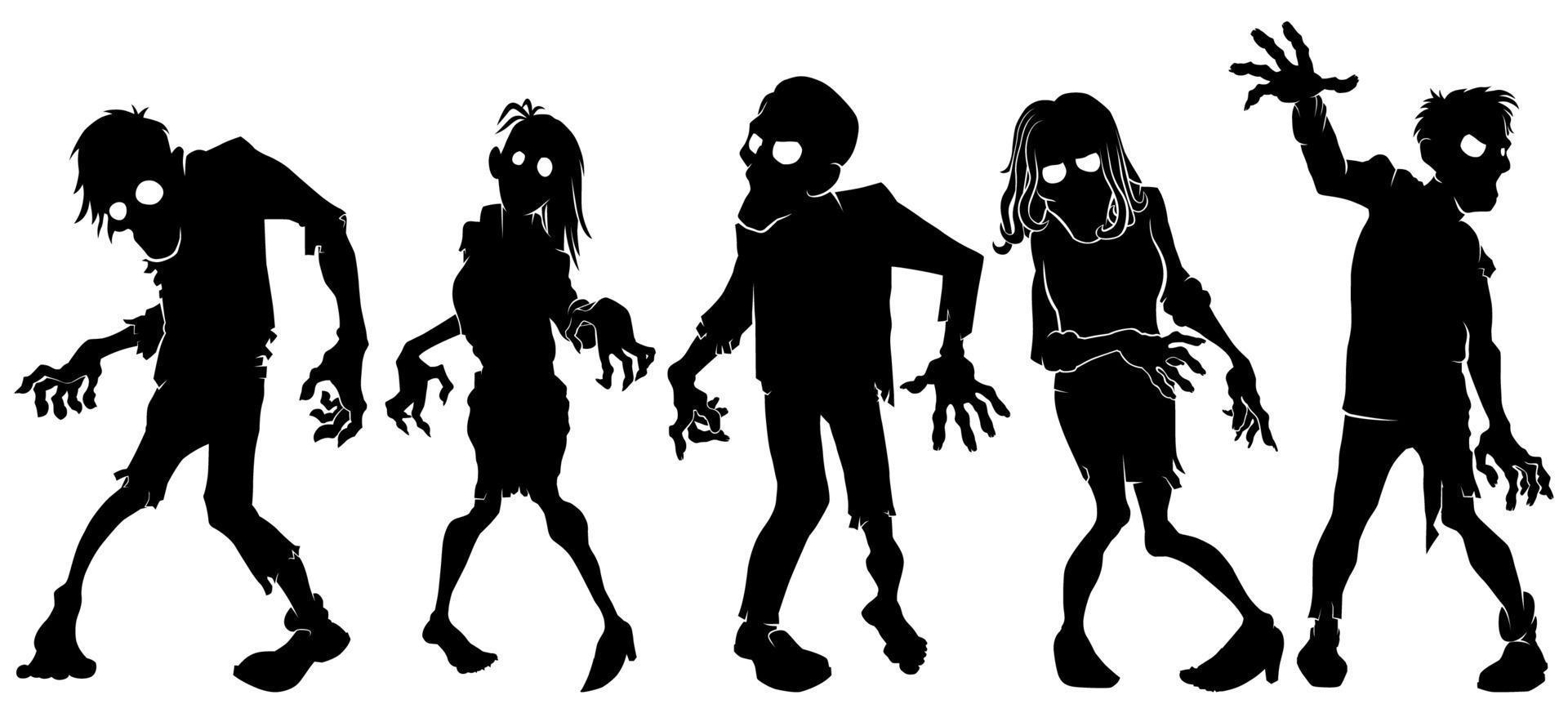 Zombie Silhouettes Set 15726545 Vector Art at Vecteezy
