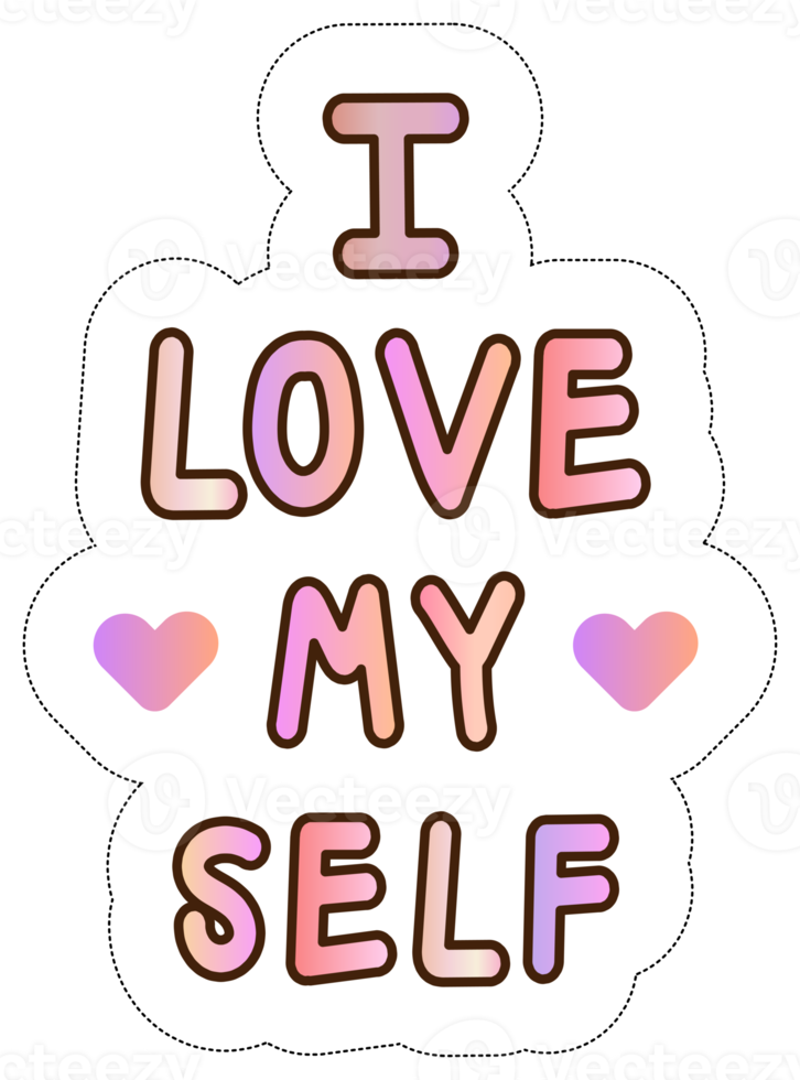 Love Myself Lettering Phrase Hand Drawn Illustration 15730464 Png