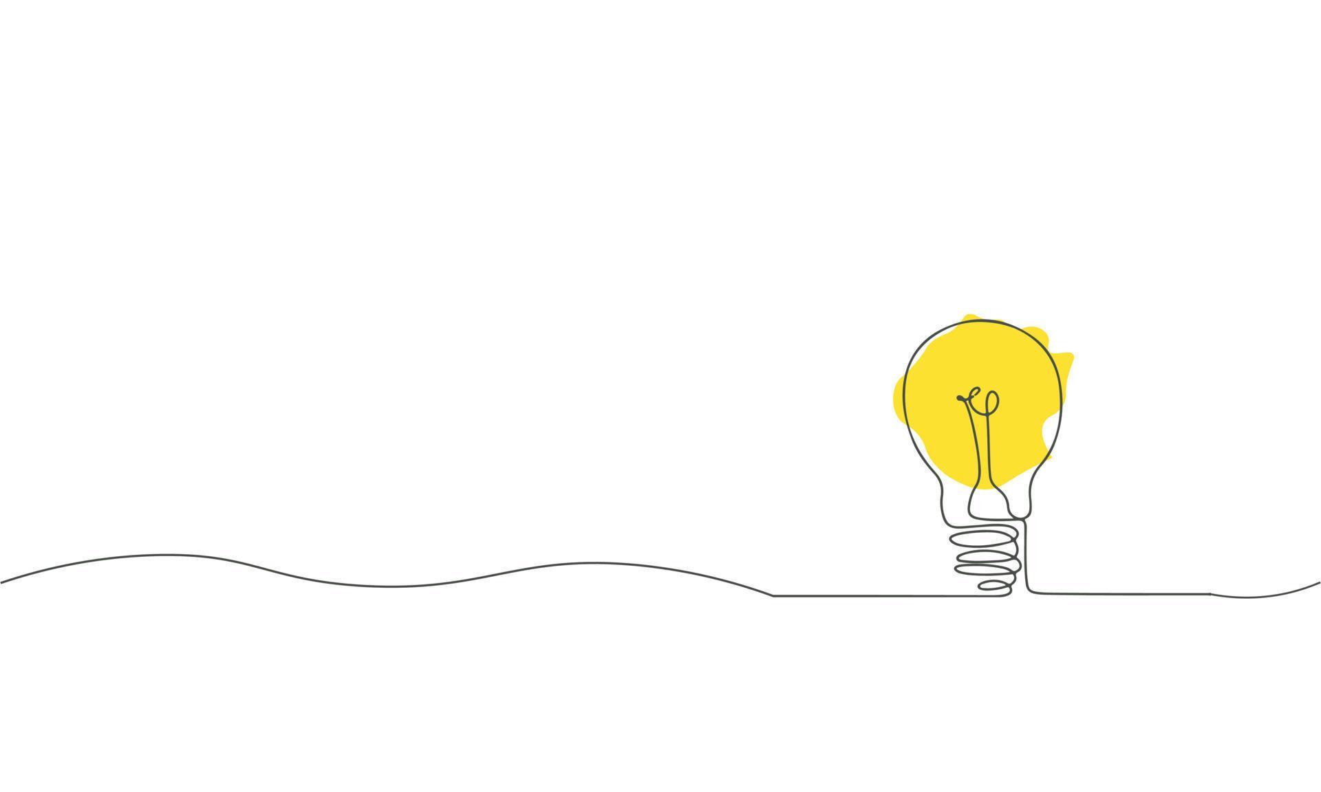 Continuous Single Line Drawing Of Light Bulb With Tangled Cord Line
