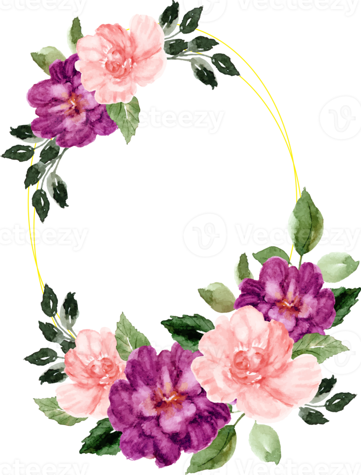 watercolor purple and pink floral frame 15736217 PNG