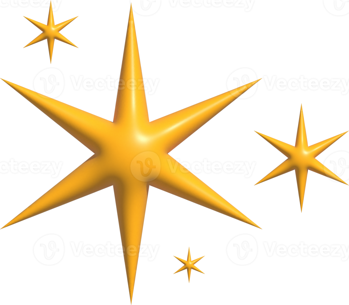 3D yellow stars sparkle firework, Decoration twinkle, shiny flash. Glowing light effect stars ...