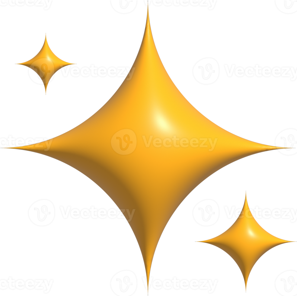 3D yellow stars sparkle firework, Decoration twinkle, shiny flash. Glowing light effect stars ...