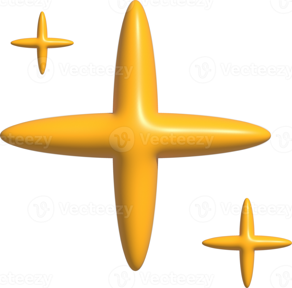 3D yellow stars sparkle firework, Decoration twinkle, shiny flash. Glowing light effect stars ...