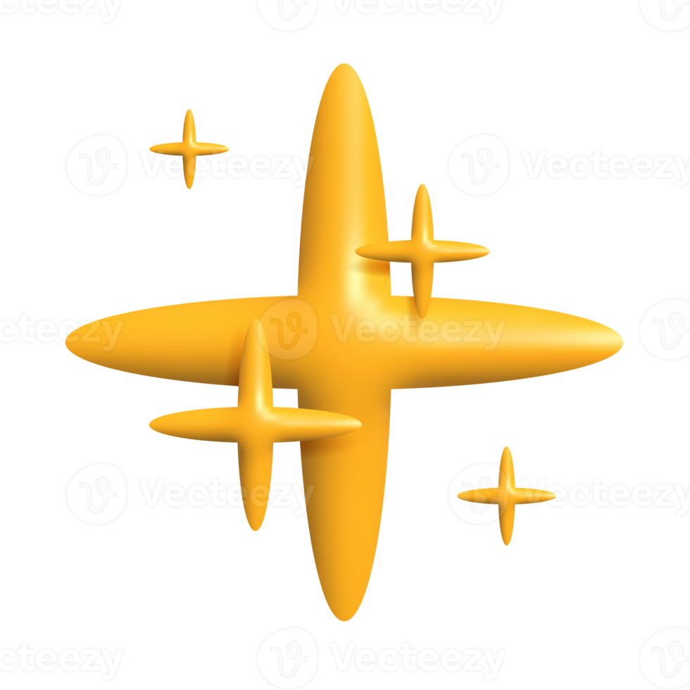 3D yellow stars sparkle firework, Decoration twinkle, shiny flash. Glowing light effect stars ...