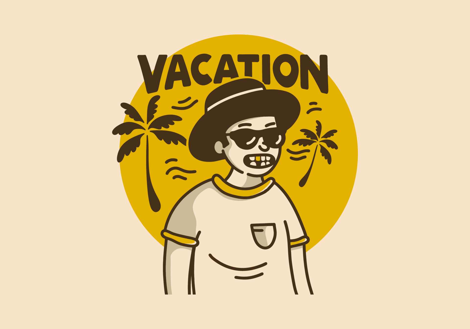 Illustration Design Of Toothless Man Wearing Round Hat 15738006 Vector Art At Vecteezy