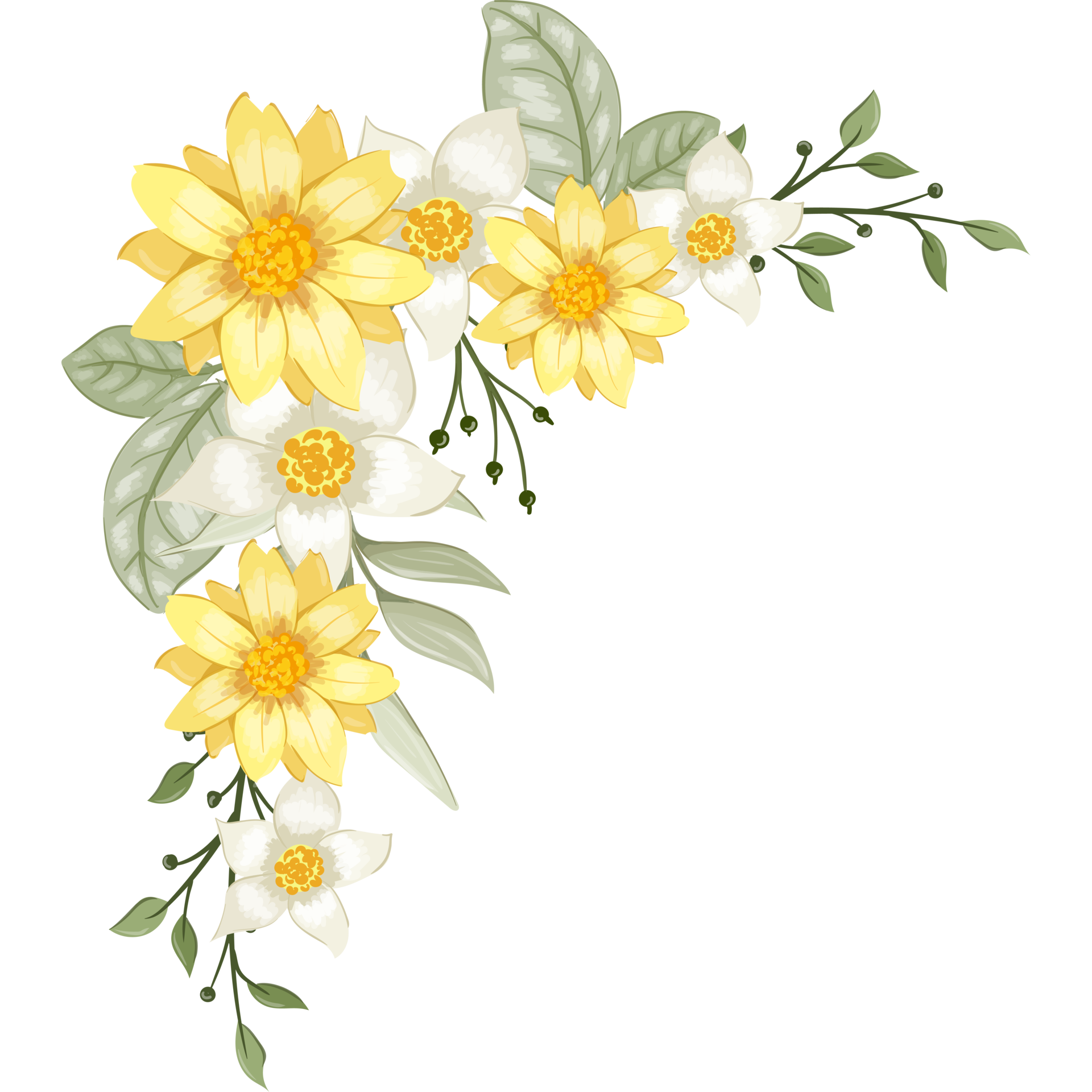 Yellow Flower Arrangement With Watercolor Style 15739161 Png