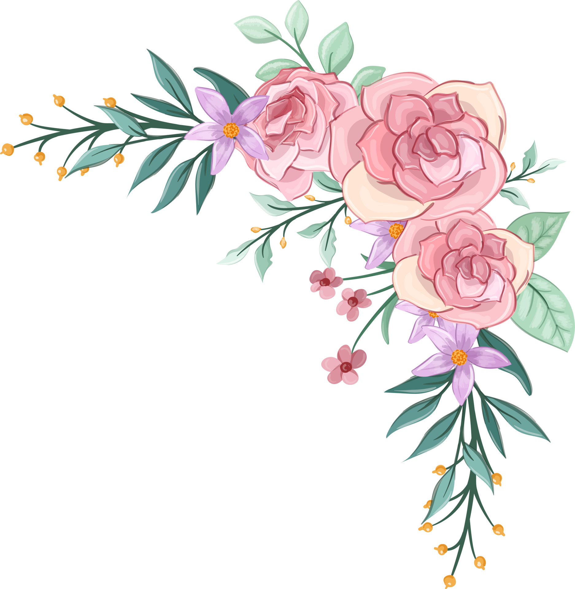 Arranjo De Flores Rosa Com Estilo Aquarela 15740156 Png