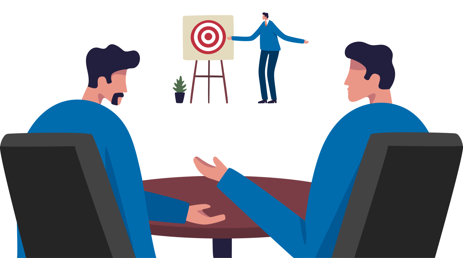 Coaching business meeting ideas solution. Leader businessman coaching at whiteboard ...