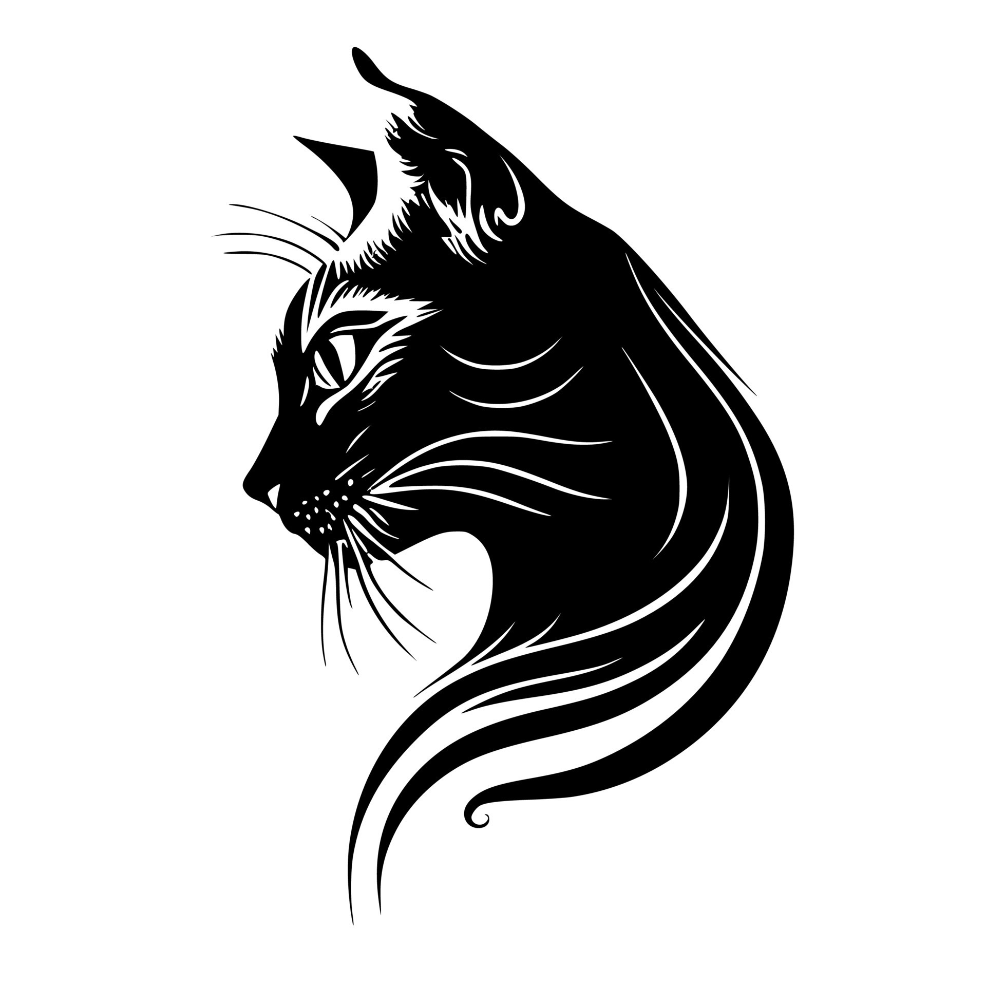 Retrato De Gato Estilizado Y Ornamental Diseño Para Bordado Tatuaje