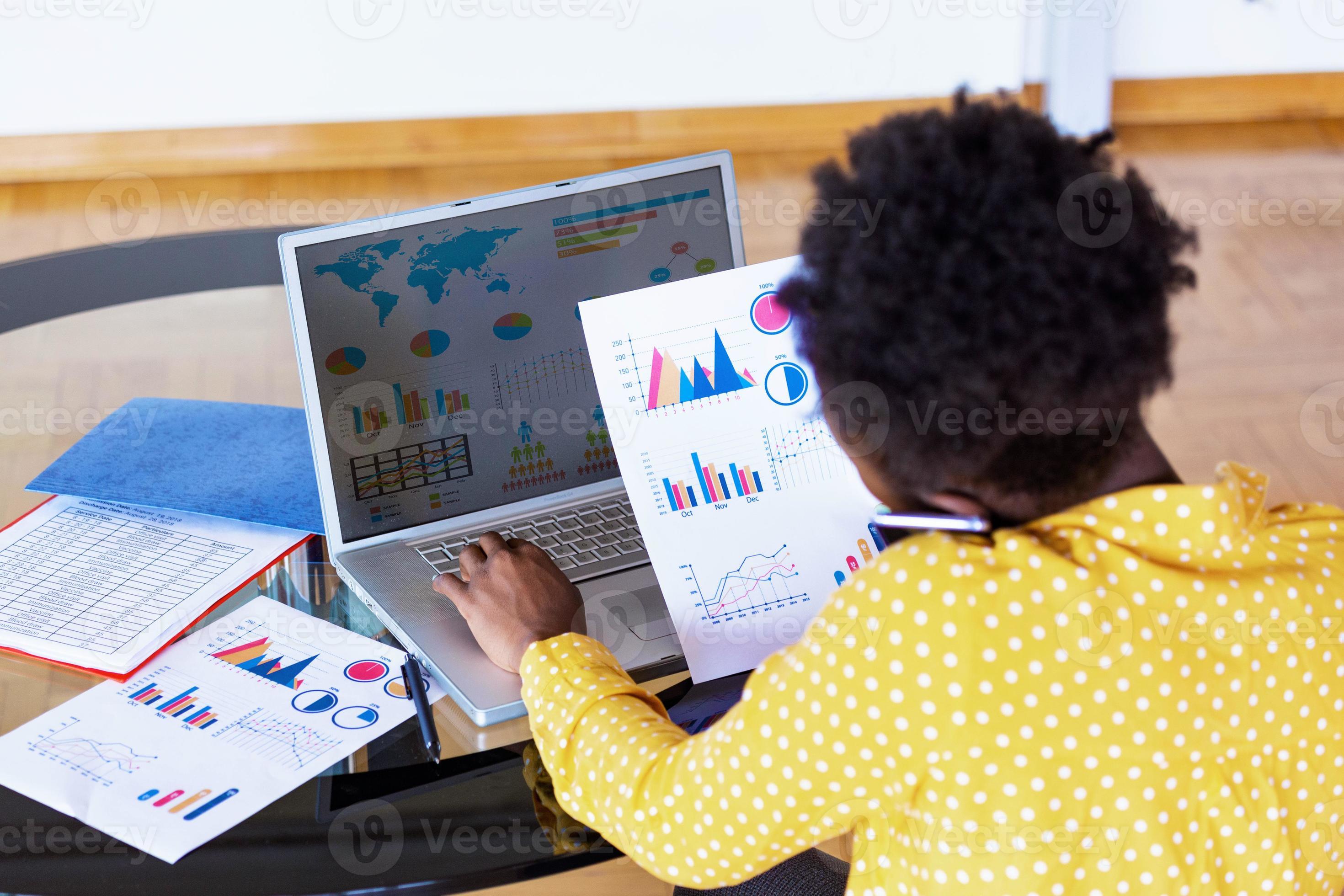 Business Professionals Business Woman Analyzing Data Using Computer