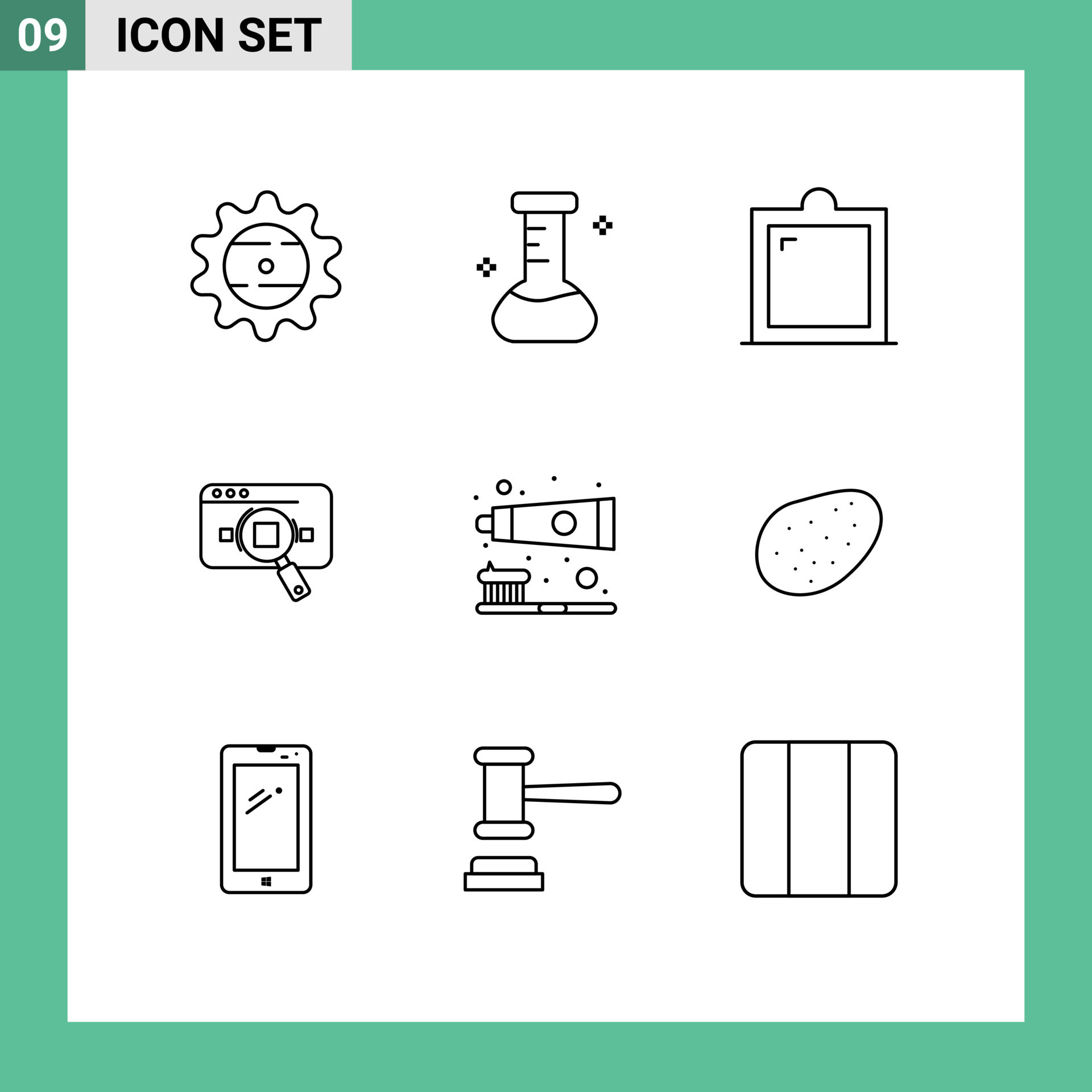 9 Thematic Vector Outlines And Editable Symbols Of Web Information Furniture Data Analytic