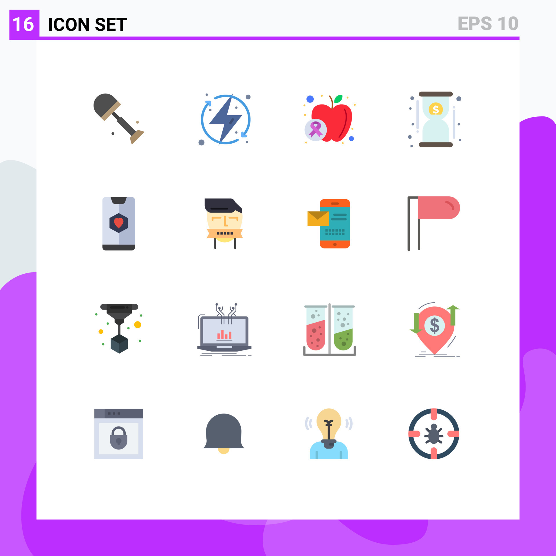 Stock Vector Icon Pack of 16 Line Signs and Symbols for app timer ...