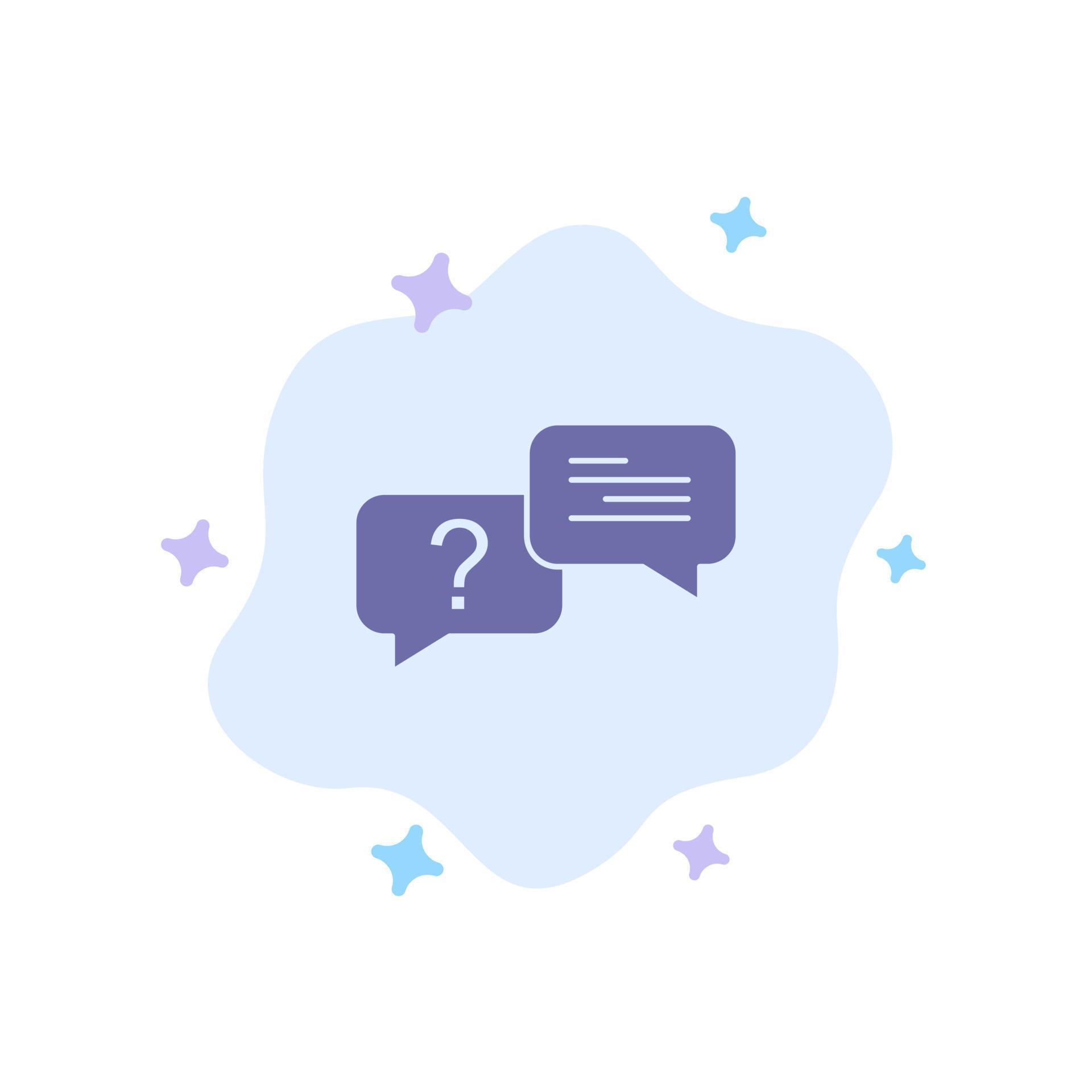 Chat Bubble Popup Message Blue Icon On Abstract Cloud Background