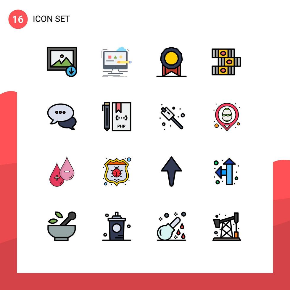 Set Of 16 Vector Flat Color Filled Lines On Grid For Chatting Chat