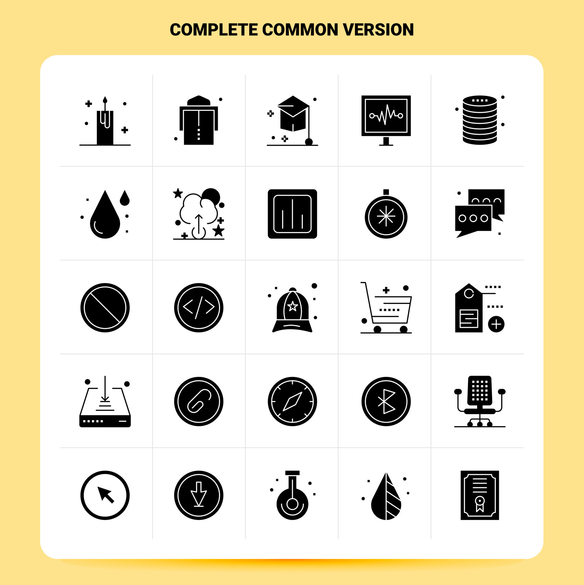 Solid 25 Complete Common Version Icon set Vector Glyph Style Design Black Icons Set Web and ...