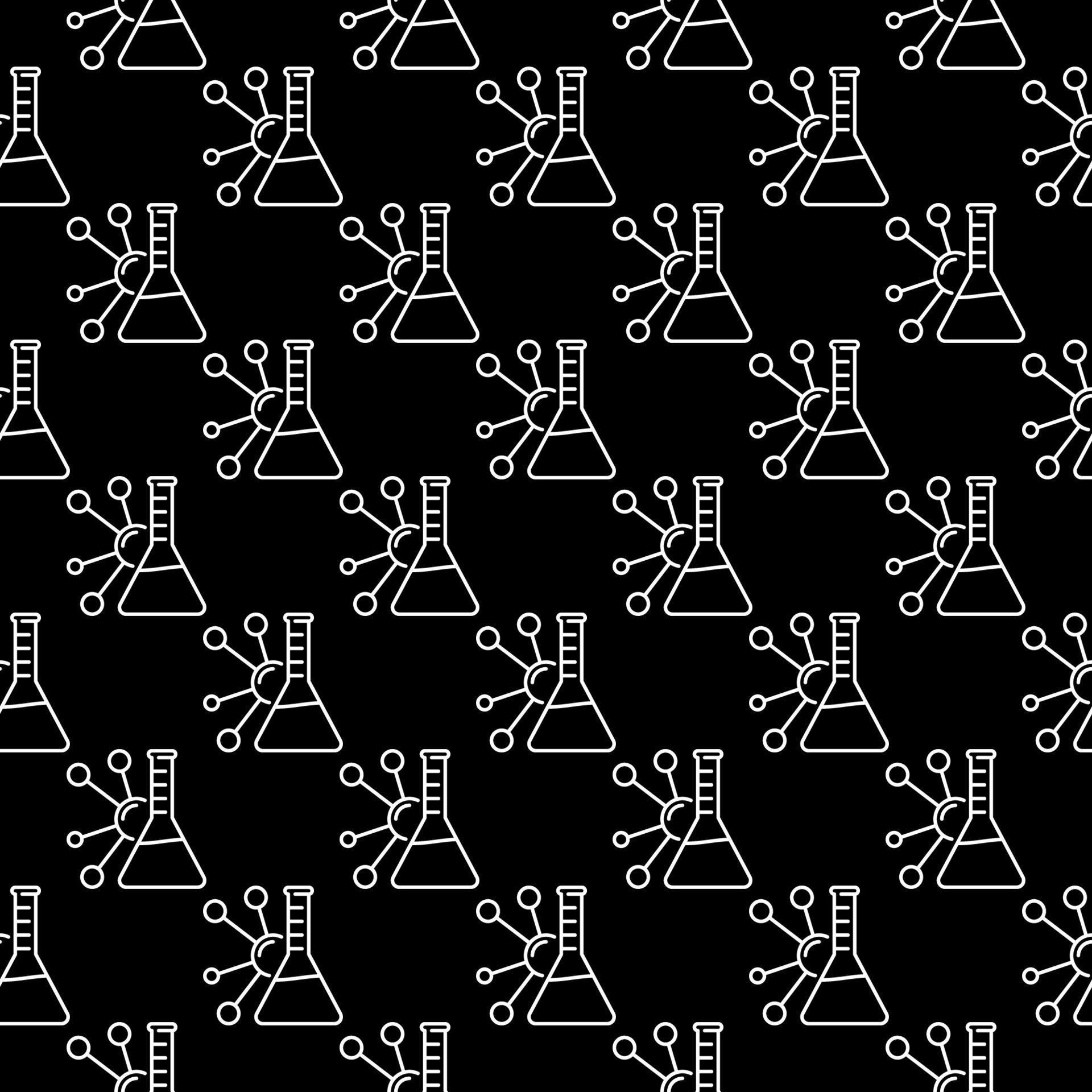 Molecule And Chemistry Flask Thin Line Science Concept Seamless Pattern