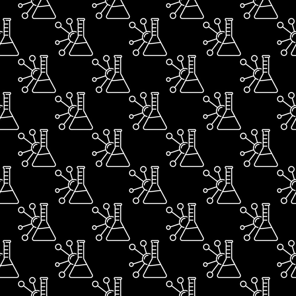 Molecule And Chemistry Flask Thin Line Science Concept Seamless Pattern