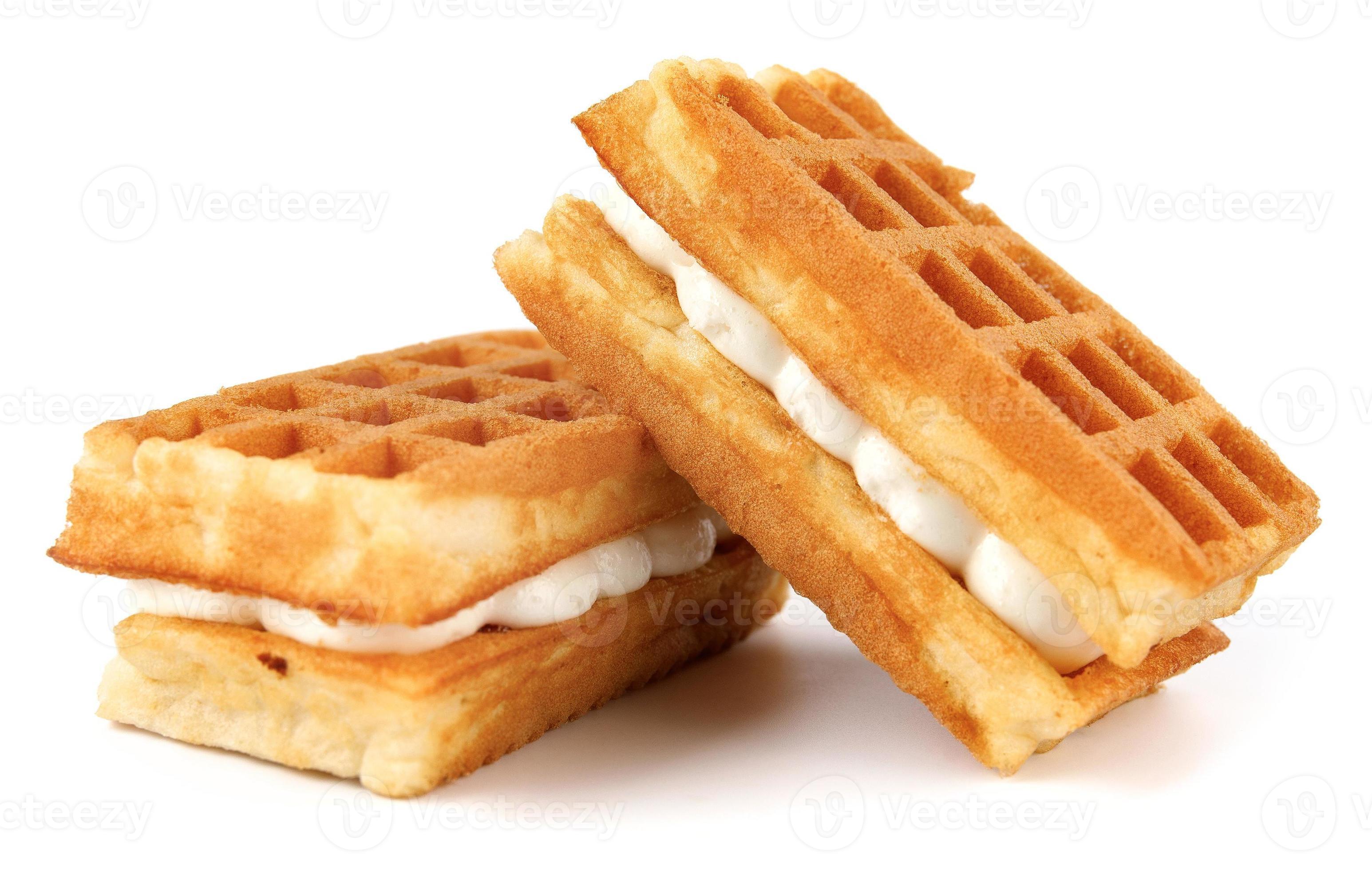 Viennese waffles with cream isolated on white background. 15771118 Stock Photo at Vecteezy