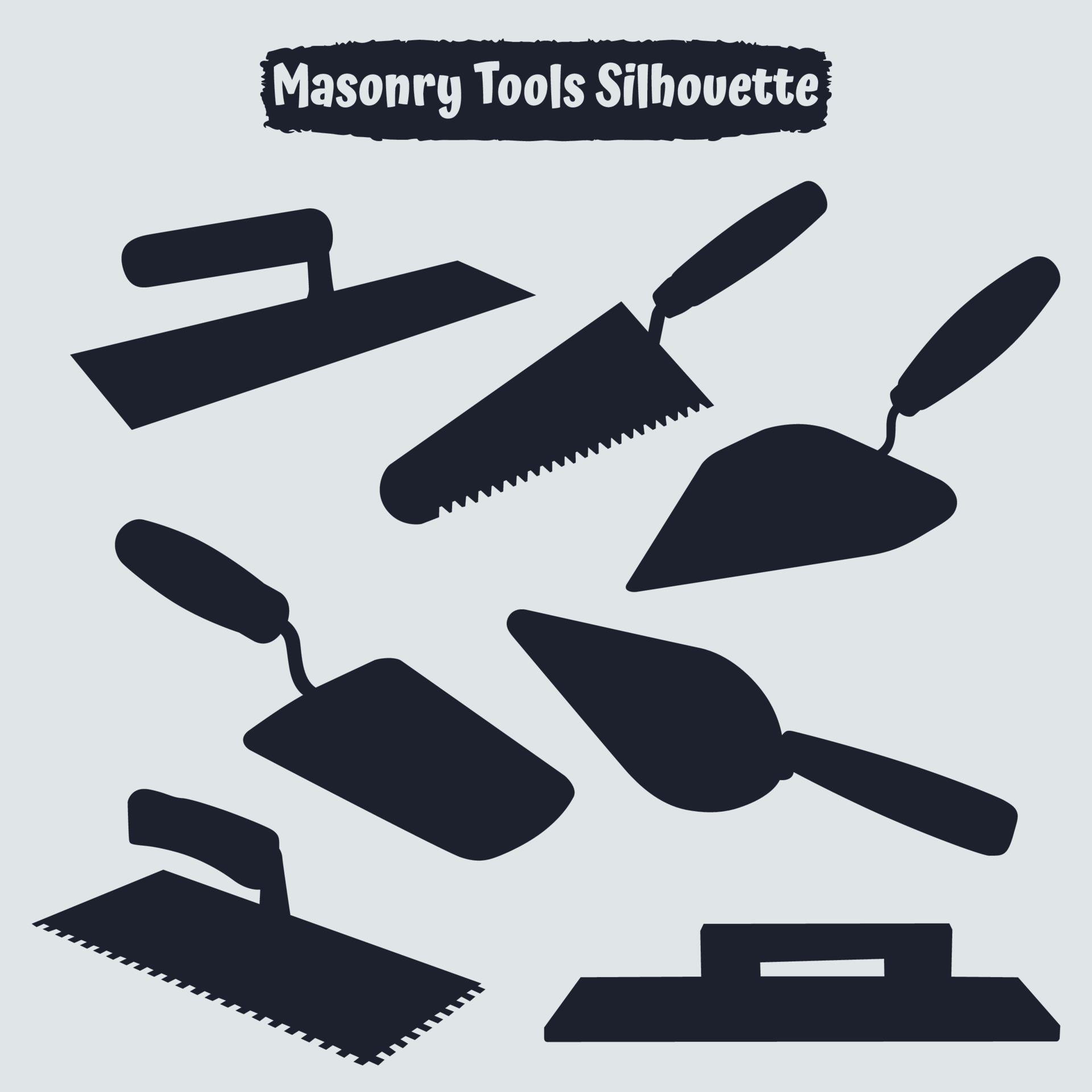Masonry Tools Silhouettes vector 15774140 Vector Art at Vecteezy Masonry Tools Silhouettes vector 15774140 Vector Art at Vecteezy