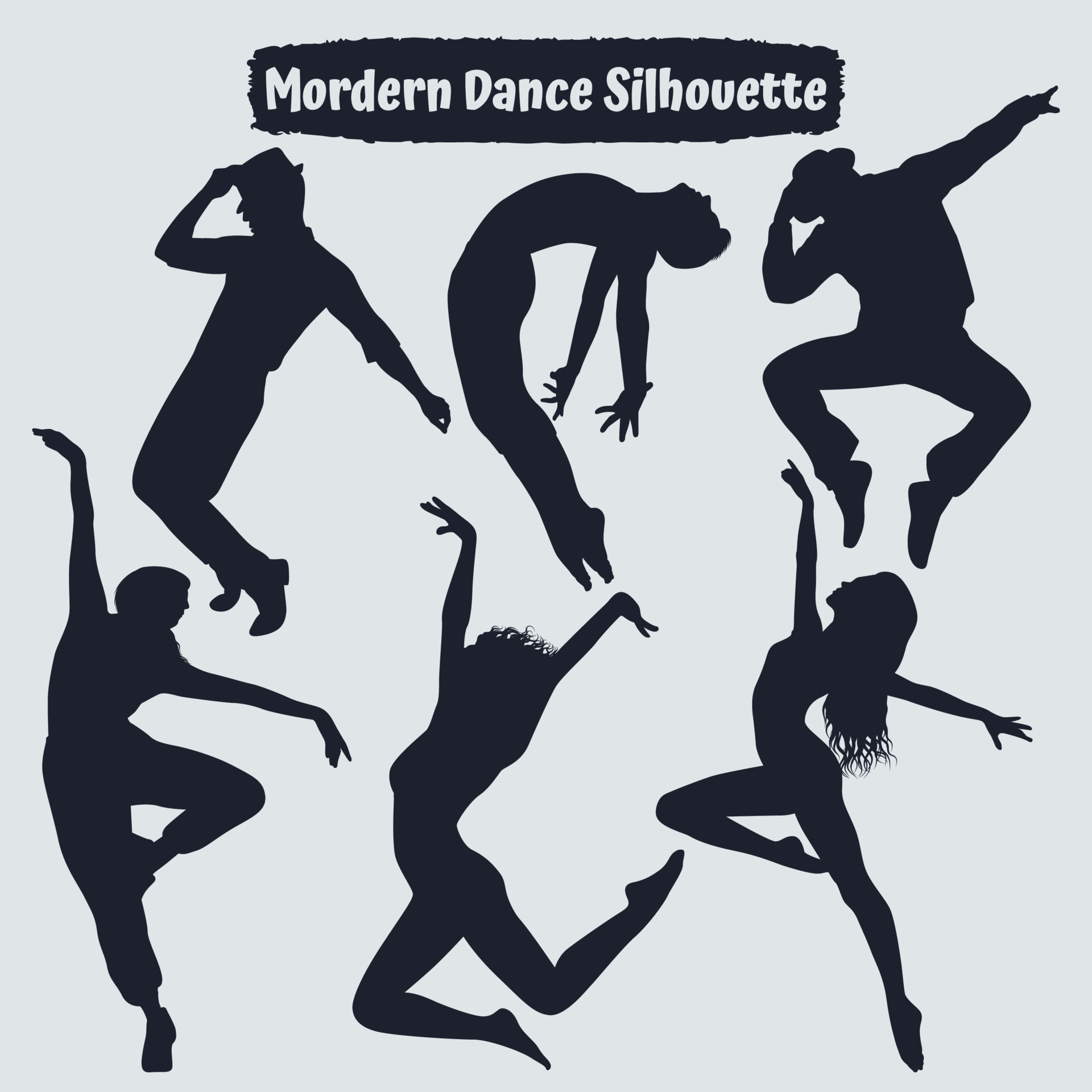 Collection of Woman Modern dance silhouettes in different poses ... Collection of Woman Modern dance silhouettes in different poses ...