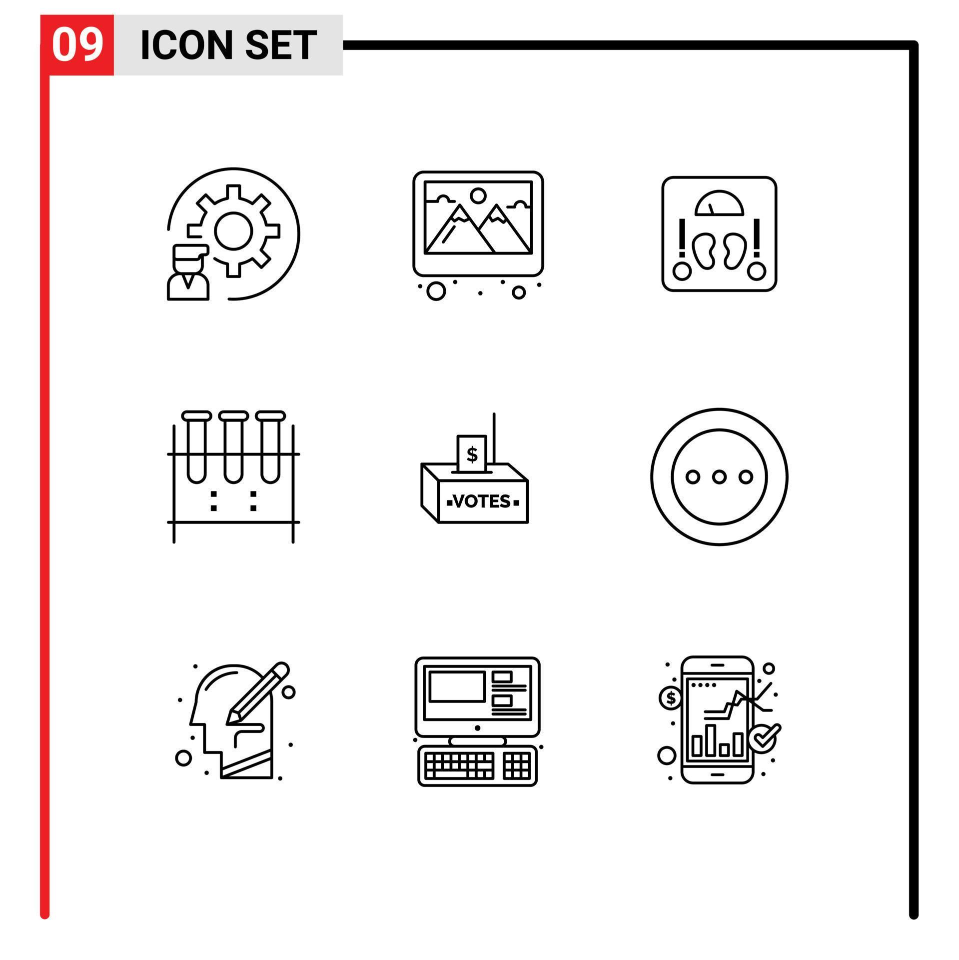 Editable Vector Line Pack Of 9 Simple Outlines Of Test Tube Lab Flask Decoration Erlenmeyer