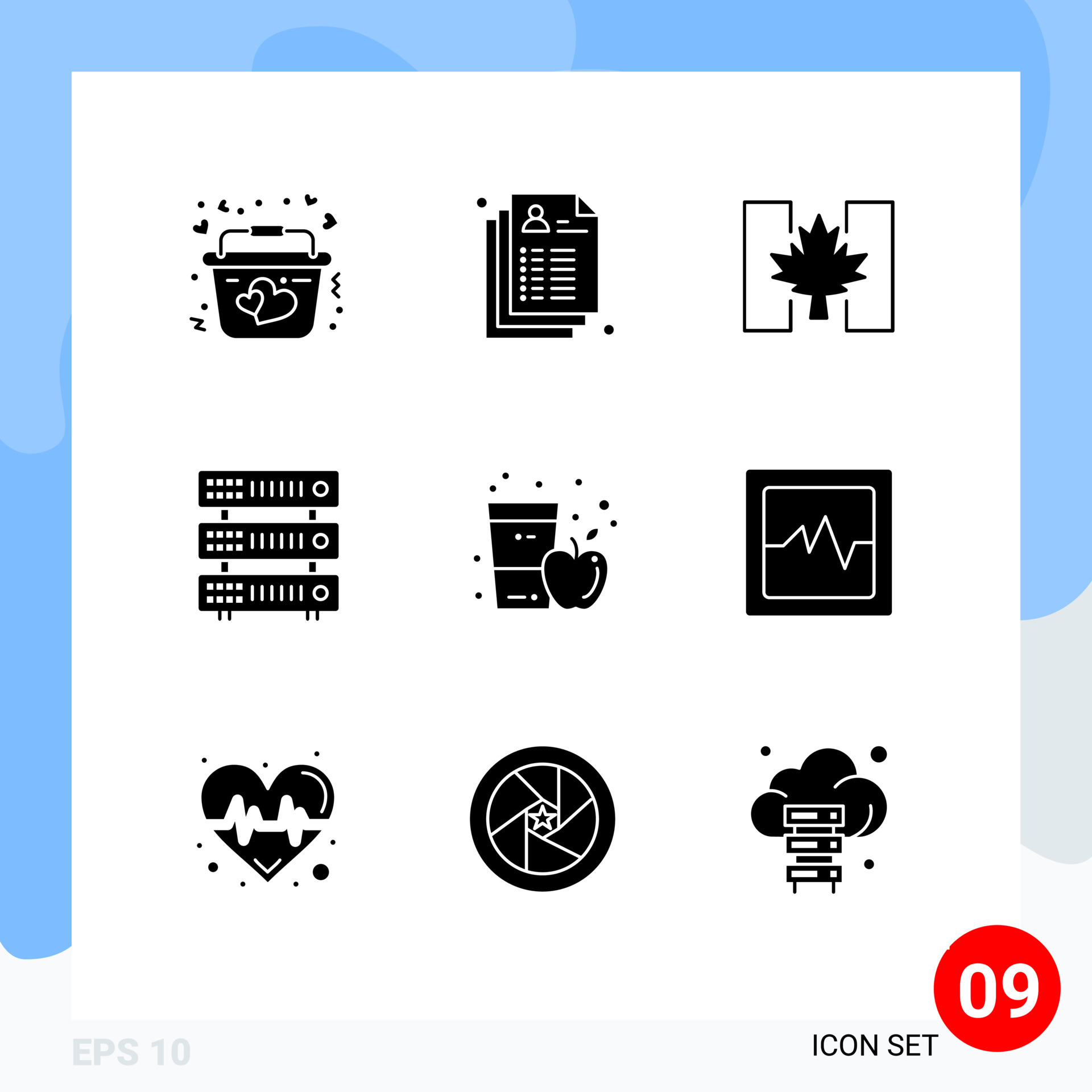 Set Of 9 Modern Ui Icons Symbols Signs For Apple Juice Hosting Flag Server Database Editable