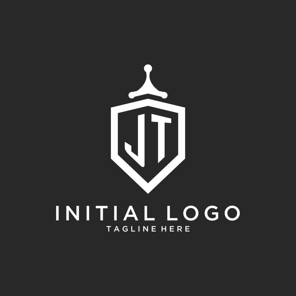 JT monogram logo initial with shield guard shape design 15785071 Vector Art at Vecteezy