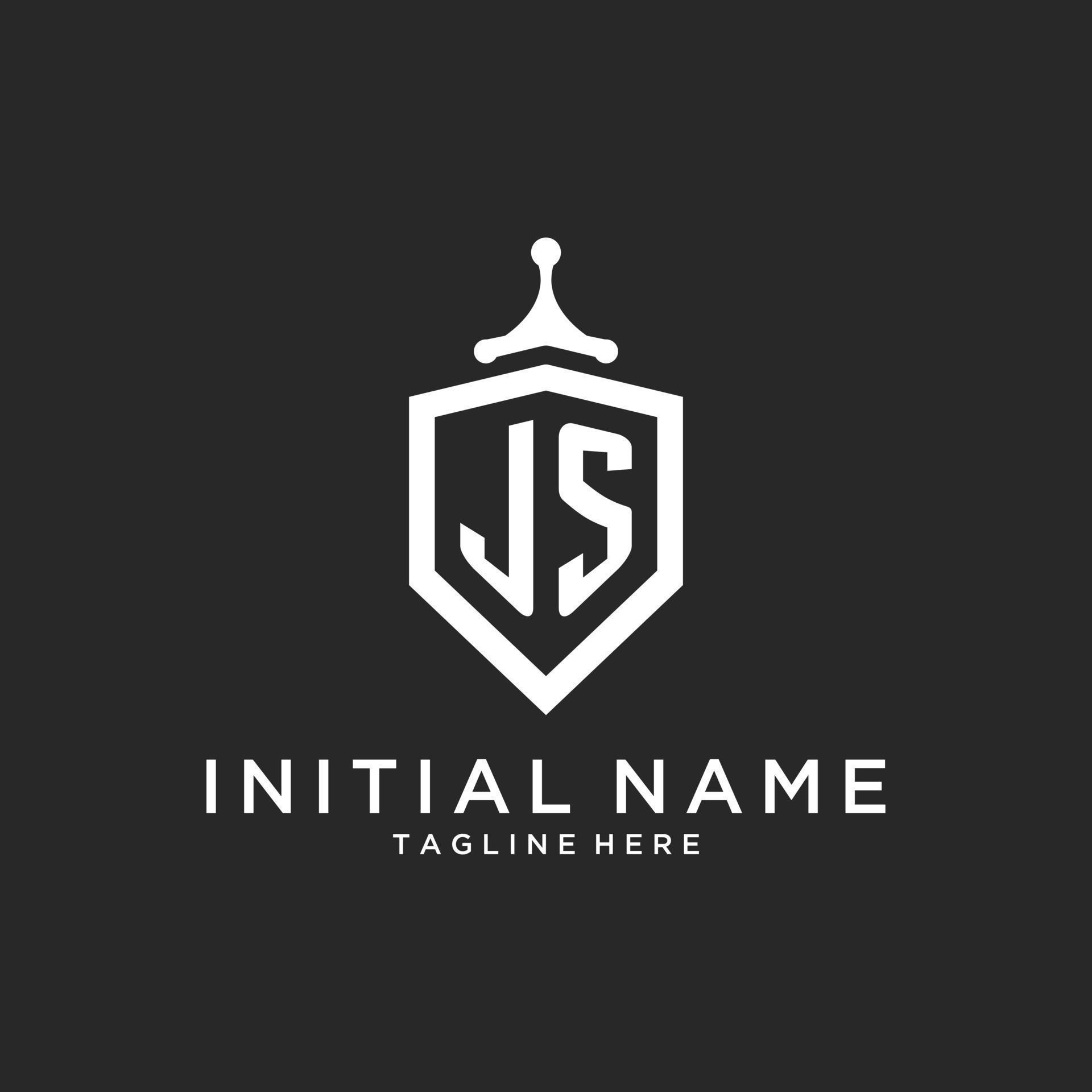 JS monogram logo initial with shield guard shape design 15785608 Vector ...
