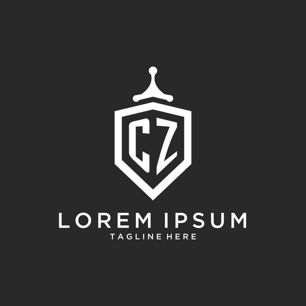 CZ monogram logo initial with shield guard shape design 15785685 Vector Art at Vecteezy