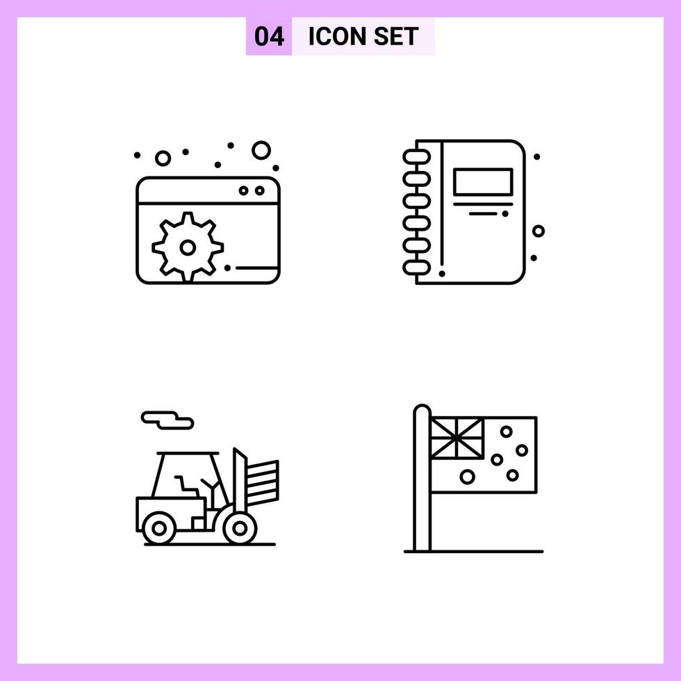 4 Icons In Line Style Outline Symbols On White Background Creative Vector Signs For Web Mobile
