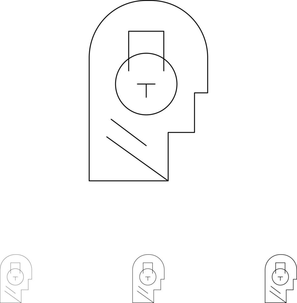 Lock Secure Message Data User Bold and thin black line icon set ...