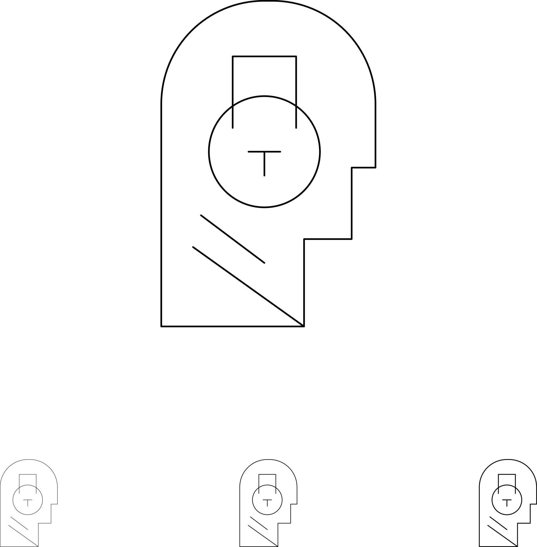 Lock Secure Message Data User Bold And Thin Black Line Icon Set