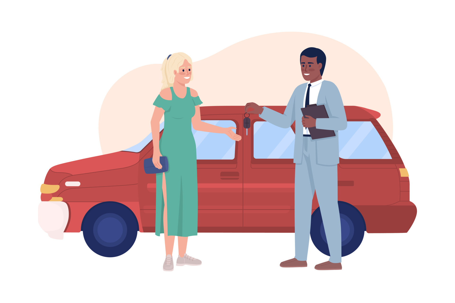 Woman buying car 2D vector isolated illustration 15793223 Vector Art at ... Woman buying car 2D vector isolated illustration 15793223 Vector Art at ...