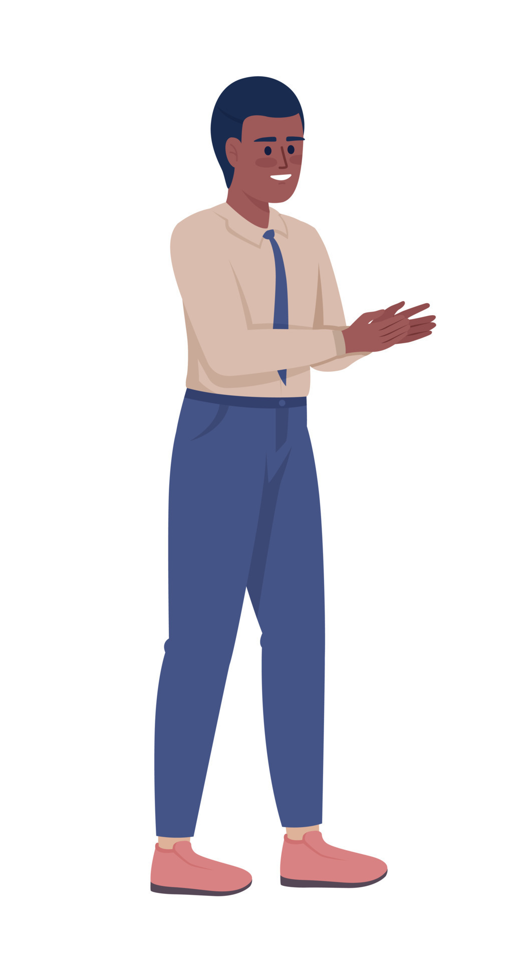 Joyful office worker semi flat color vector character. Editable figure ...