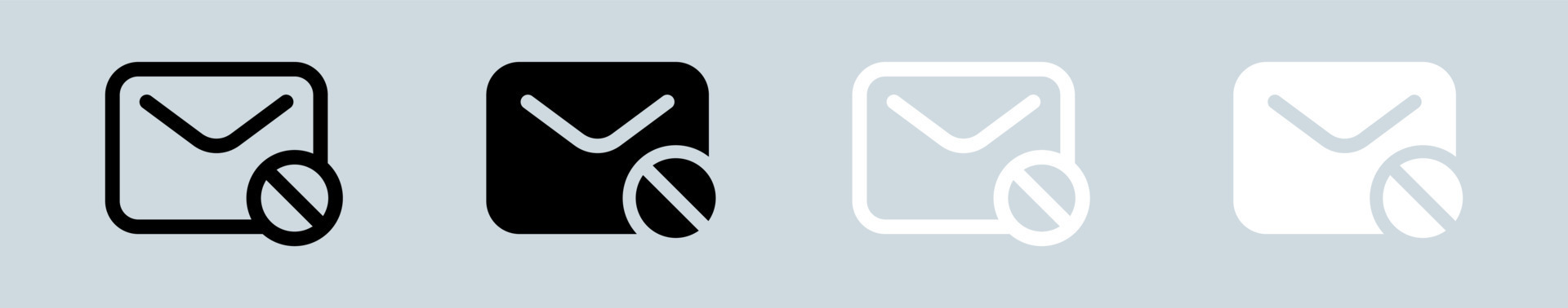 Block Message Icon Set In Black And White Mail Signs Vector