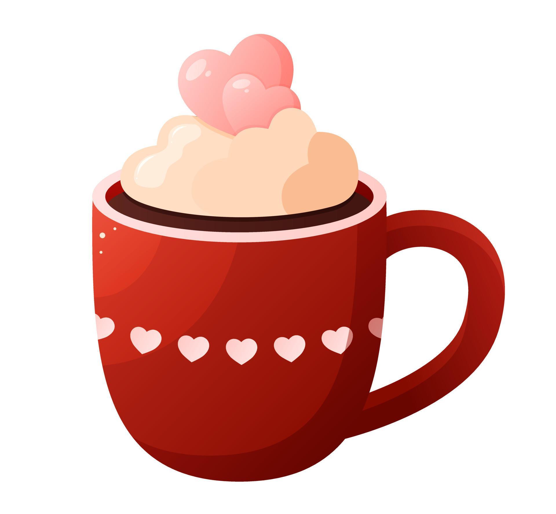 Mug for Valentine's Day. Mug with coffee, cocoa, cream, decorative ...