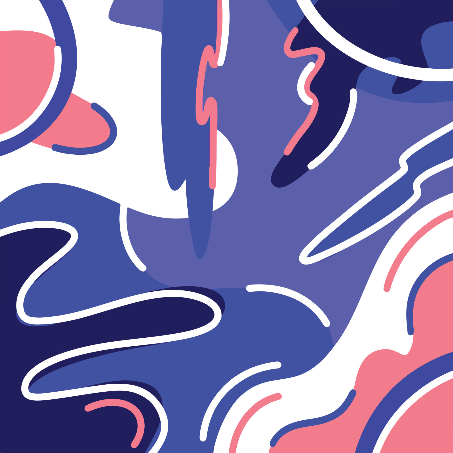 Abstract wavy random shaped with blue, white, and pink colored square ...