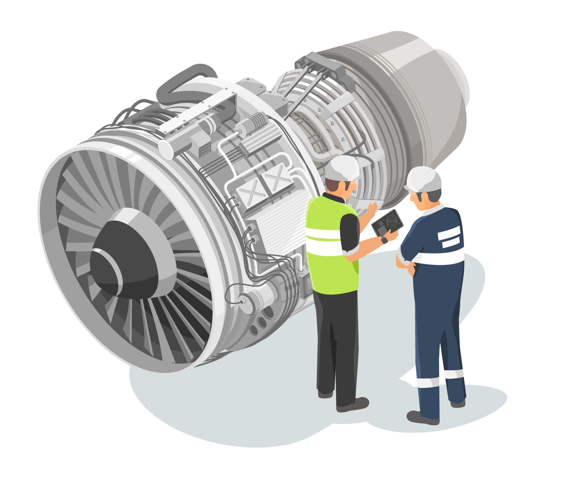 Aircraft engineer planning with mechanician maintenance jet engine ... Aircraft engineer planning with mechanician maintenance jet engine ...