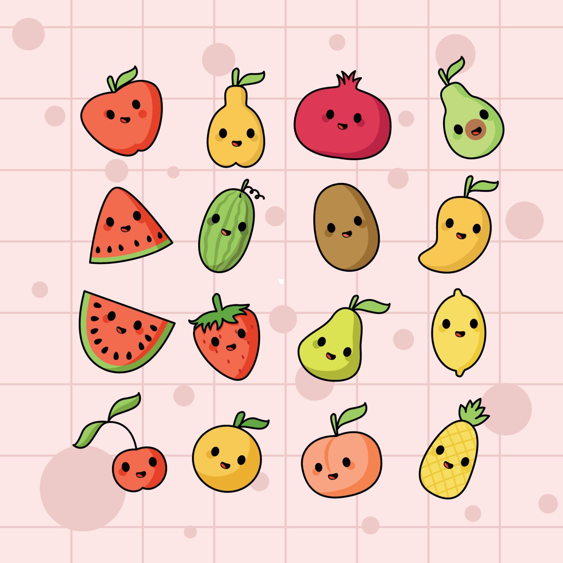 cute fruit character illustration vector and happy fruit 15804494 ...